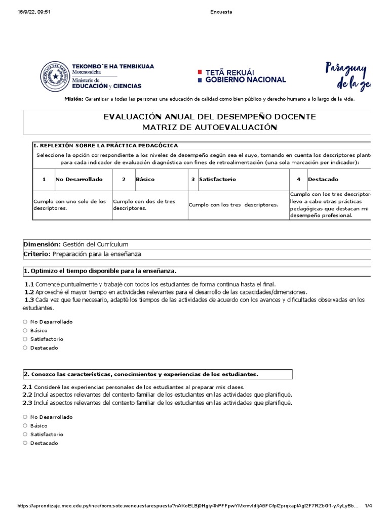 Encuesta 1 DESEMPEÑO DOCENTE | PDF | Evaluación | Plan de estudios