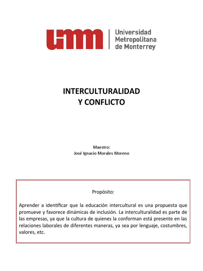Interculturalidad Y Conflicto: Maestro: José Ignacio Morales Moreno | PDF | Tradiciones | México