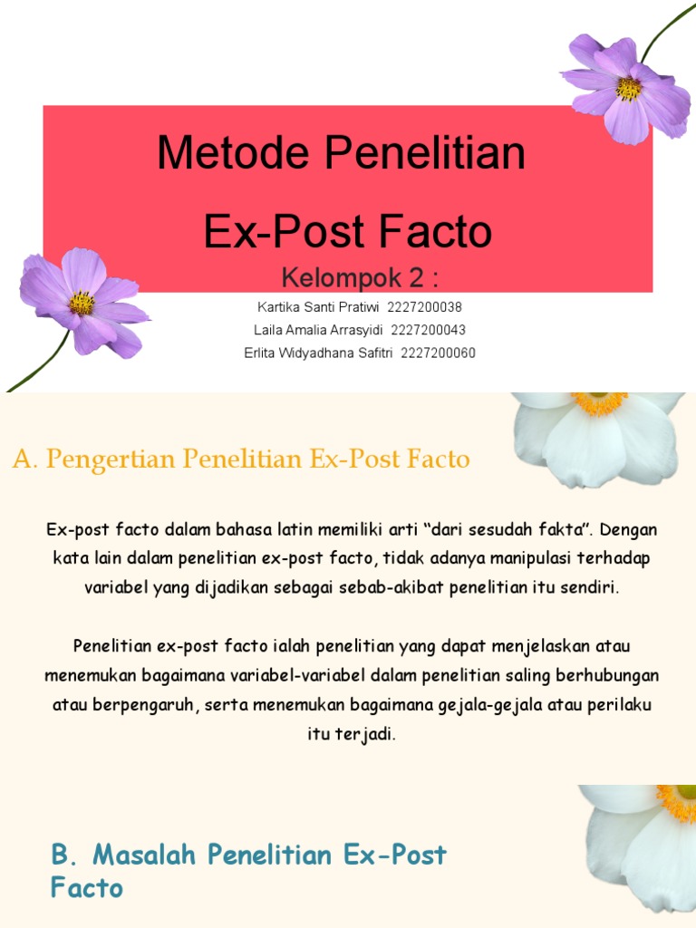 Metode Penelitian Ex-Post Facto: Kelompok 2 | PDF
