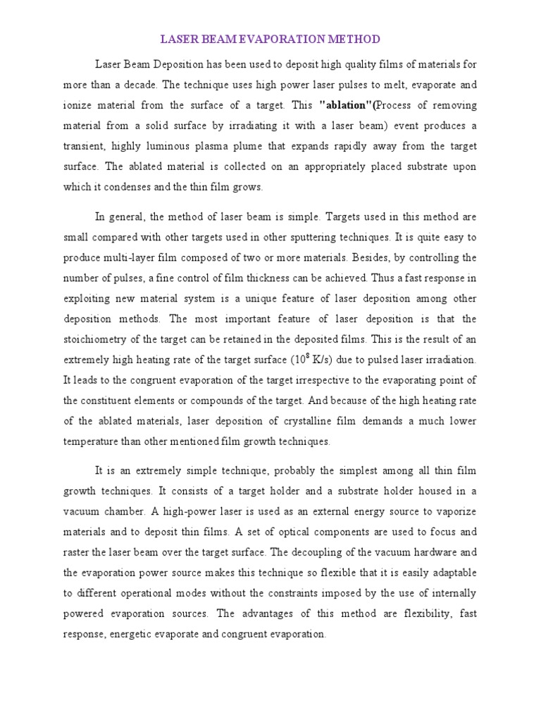 Laser Beam Evaporation | PDF | Thin Film | Laser