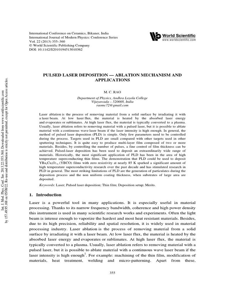 Pulsed Laser Deposition Mechanisms | PDF | Thin Film | Laser