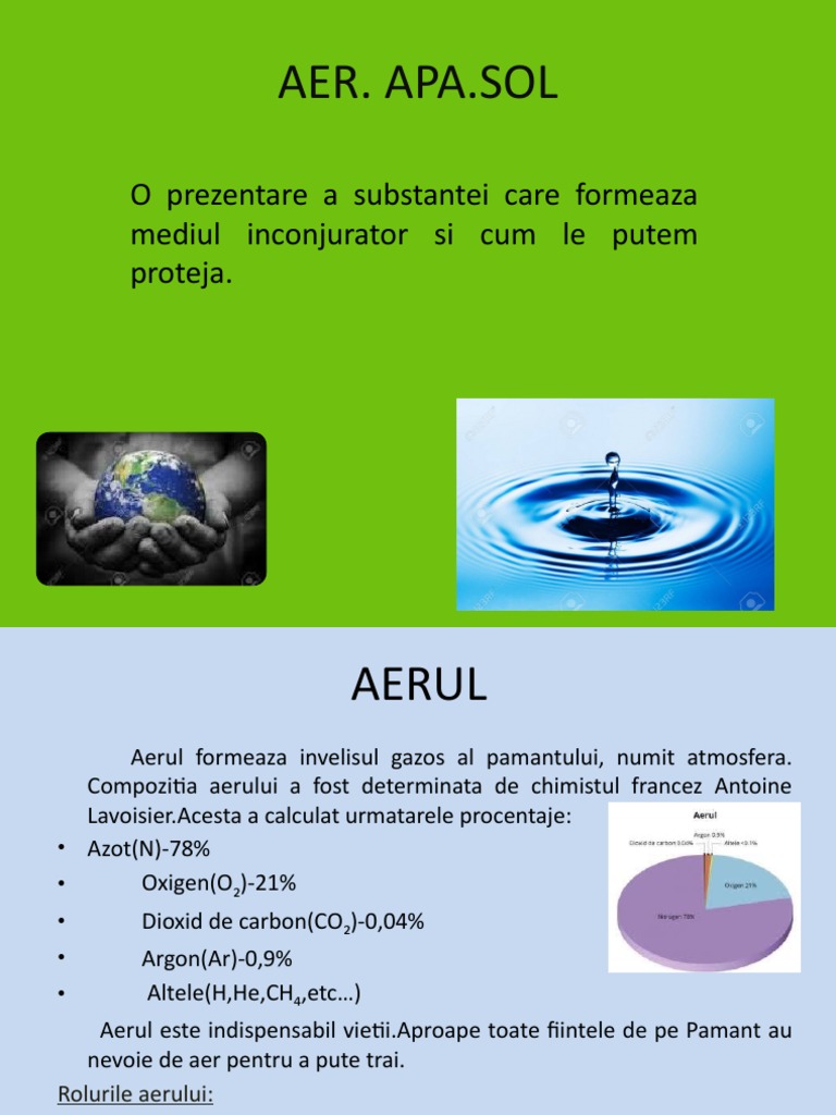 Aer. Apa - Sol: O Prezentare A Substantei Care Formeaza Mediul ...