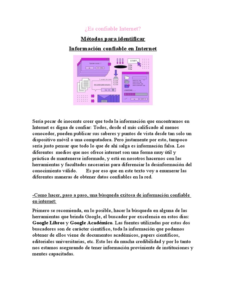 Cómo identificar información confiable en Internet | PDF | Internet ...