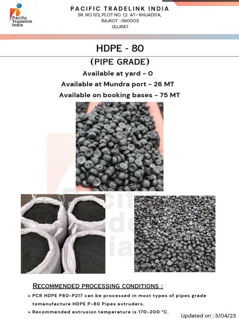HDPE P80 Pipe Grade Specifications | PDF