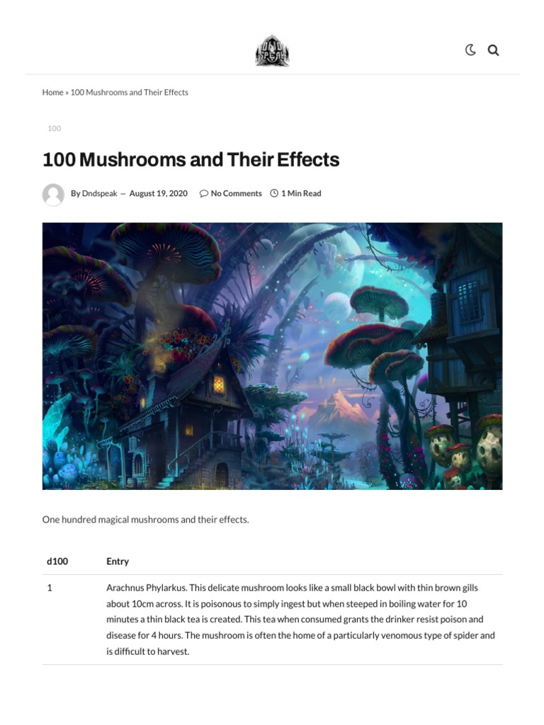 100 Mushrooms and Their Effects - Dndspeak | PDF | Mushroom | Fungus