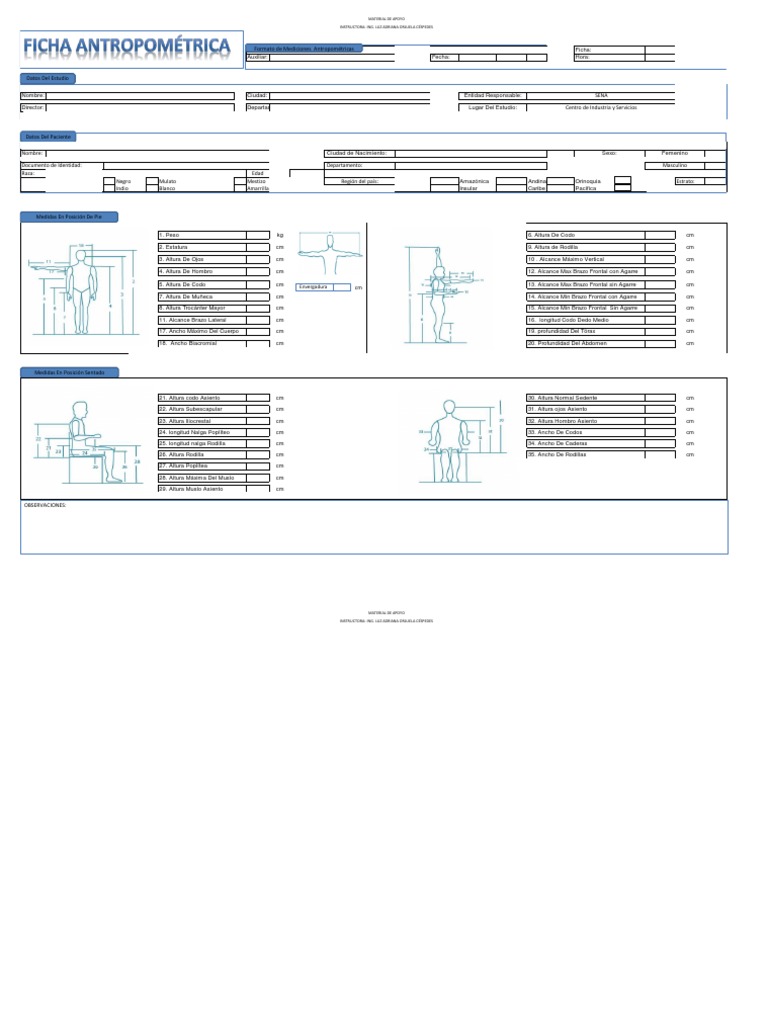 Ficha Antropometrica para Empresa | Descargar gratis PDF | Pie