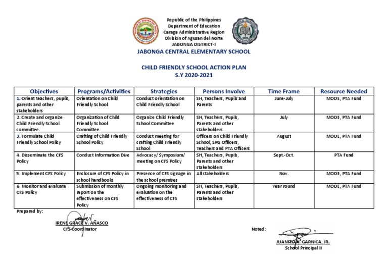 CFS Action Plan 2020-2021 | PDF
