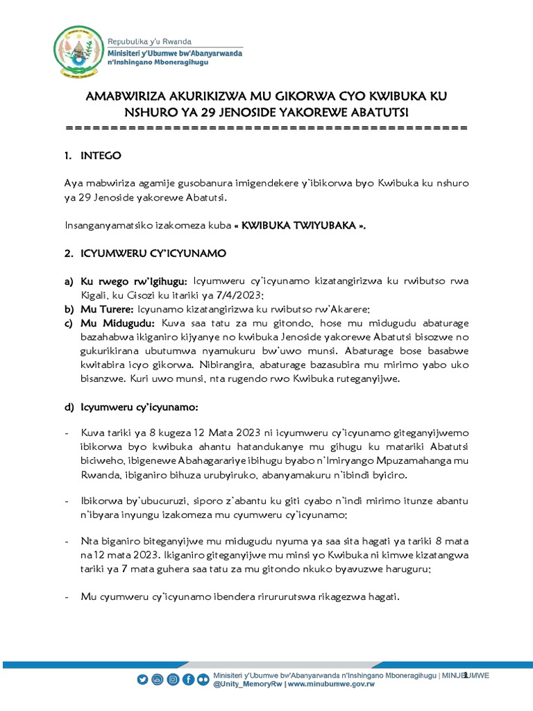 Kwibuka 29: Amabwiriza n'Ibikorwa | PDF