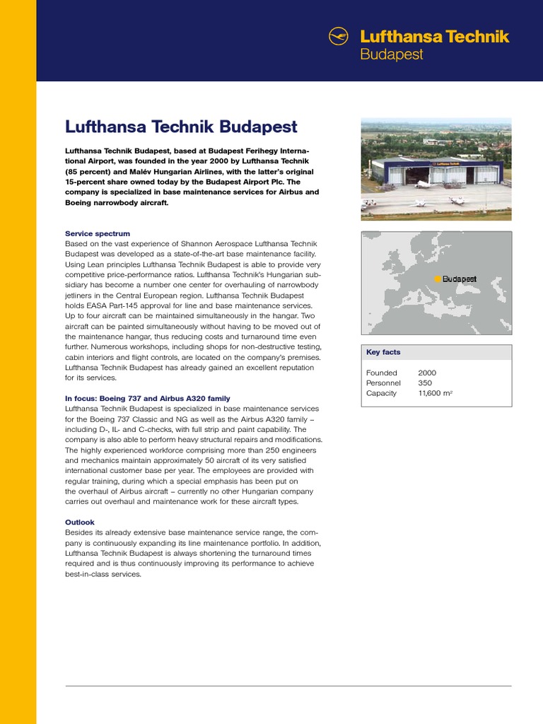 Datasheet Lufthansa Technik Budapest | PDF | Jet Aircraft | Transport