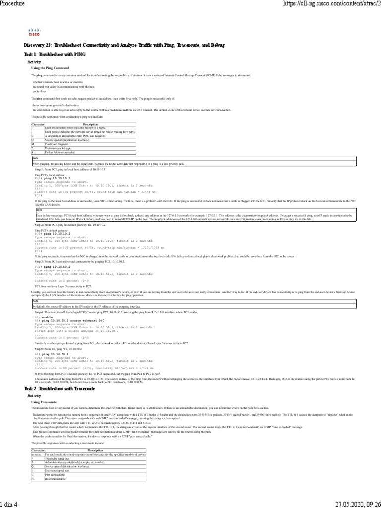 Discovery 23: Troubleshoot Connectivity and Analyze Traffic With Ping, Traceroute, and Debug ...