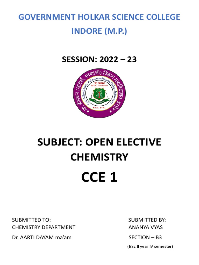 Subject: Open Elective Chemistry: Government Holkar Science College ...