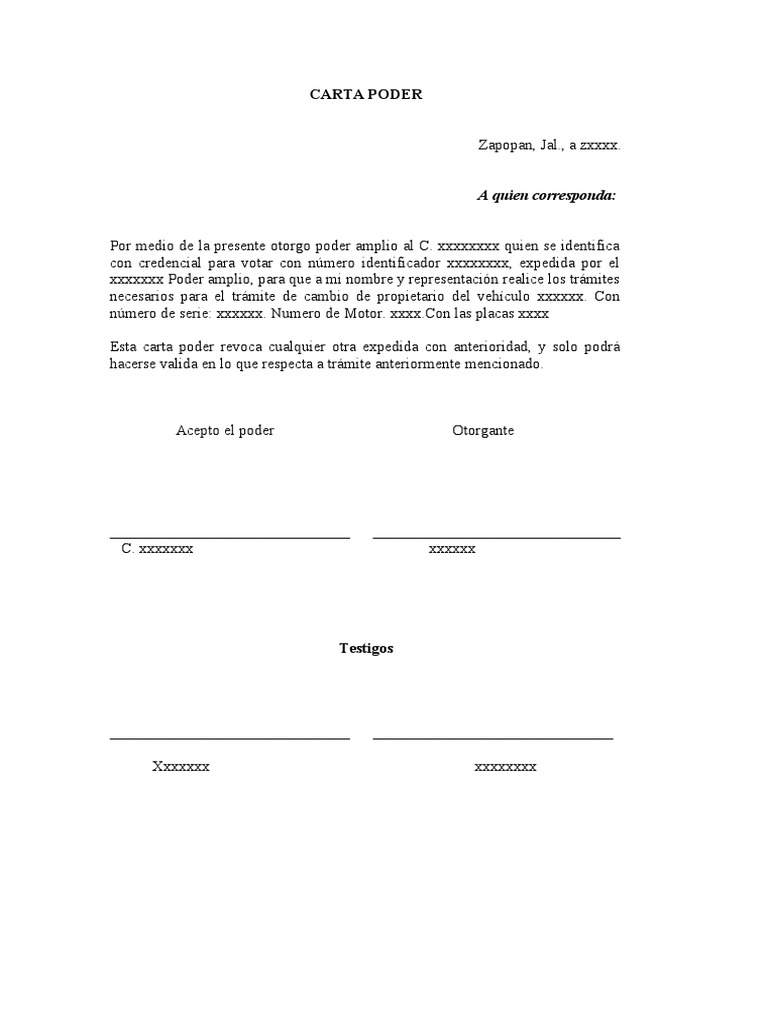 Formato carta poder | PDF