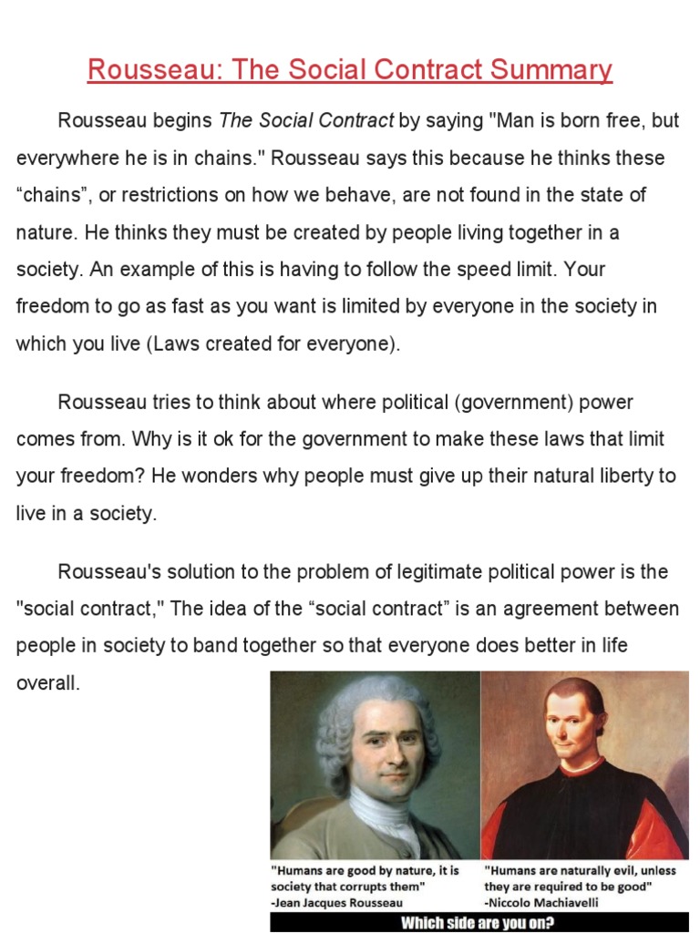 The Social Contract Summary Rousseau | PDF | Social Contract | Jean ...
