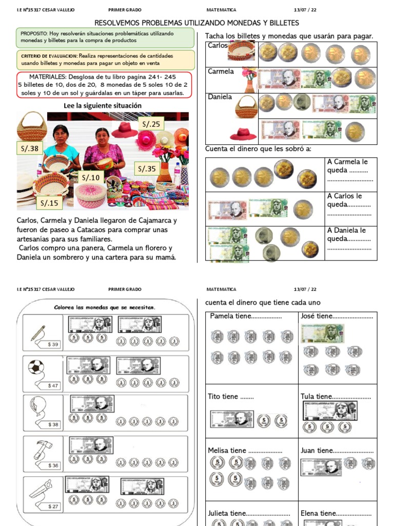 Resolvemos Problemas Utilizando Monedas y Billetes | PDF | Moneda