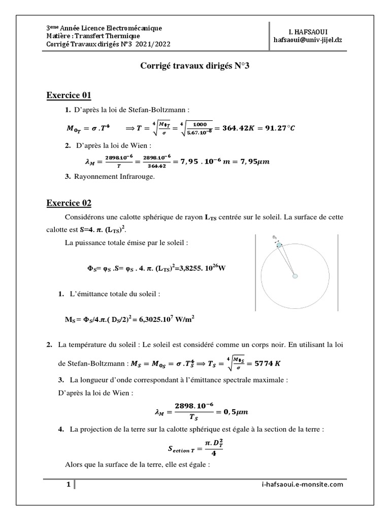 Corrige TD3 | PDF | Radiation | Mécanique newtonienne