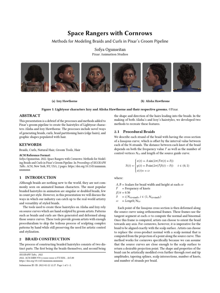 Space Rangers With Cornrows: Methods For Modeling Braids and Curls in ...