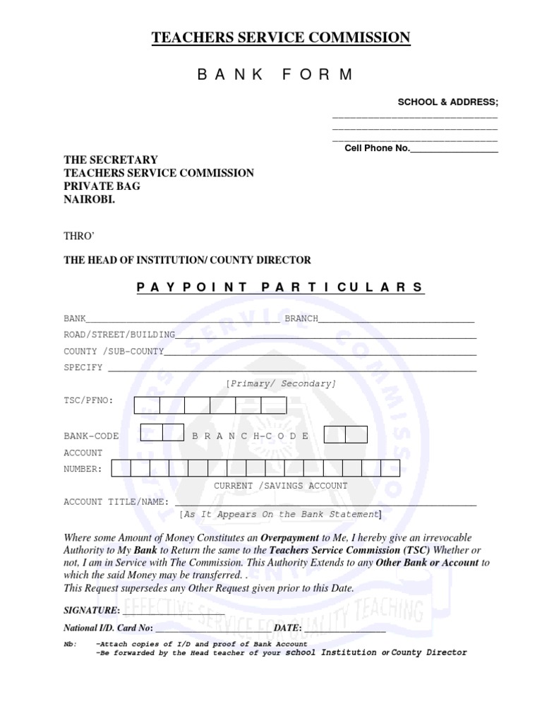 TSC Paypoint Form | PDF