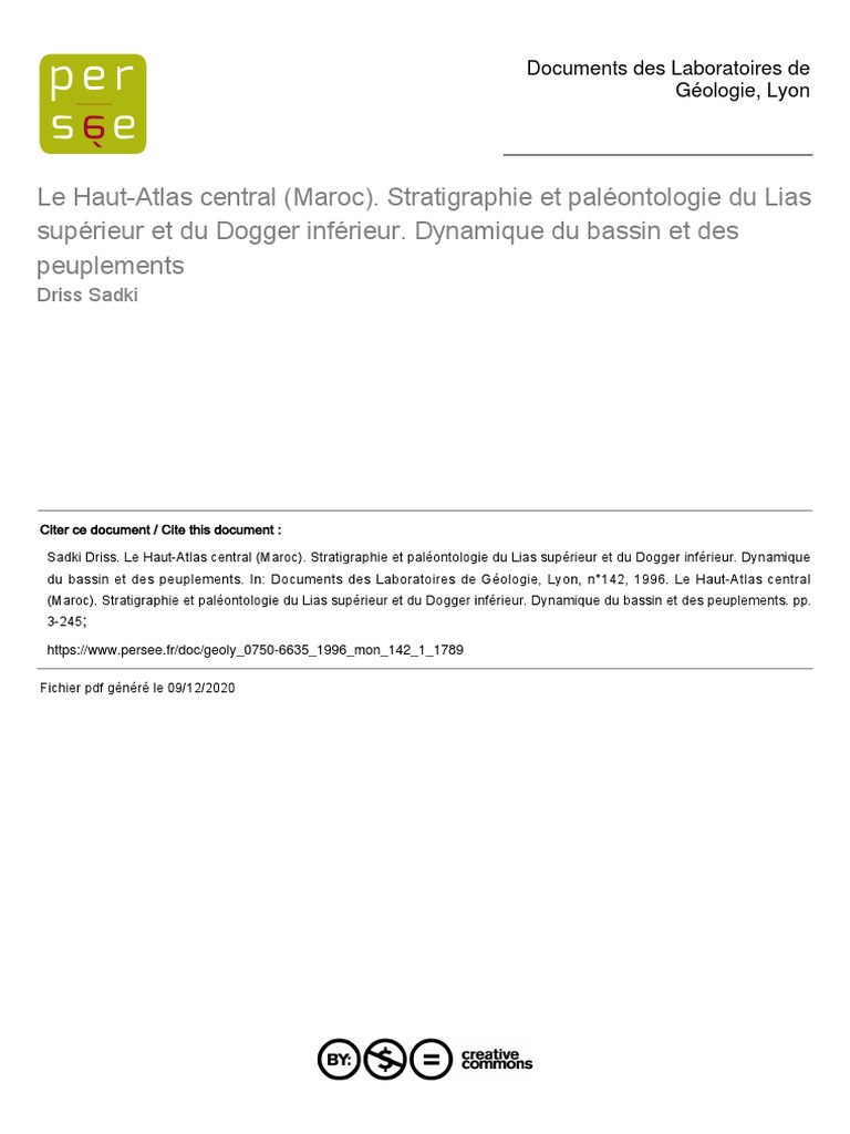 Le Haut-Atlas Central (Maroc) - Stratigraphie Et Paléontologie Du Lias ...
