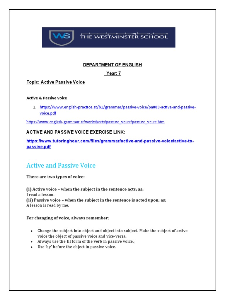 Active to Passive Voice Exercises | PDF