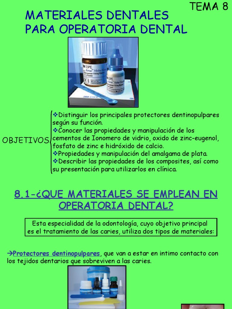Tema 8 Odontologia | PDF | Compuesto Dental | Esmalte de dientes