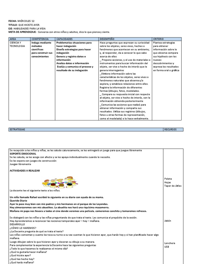 Miercoles 12 Que Hiciste Ayer | PDF | Aprendizaje | Información