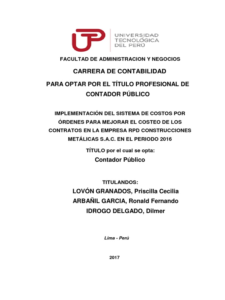 Carrera de Contabilidad: para Optar Por El Título Profesional de Contador Público | Descargar ...