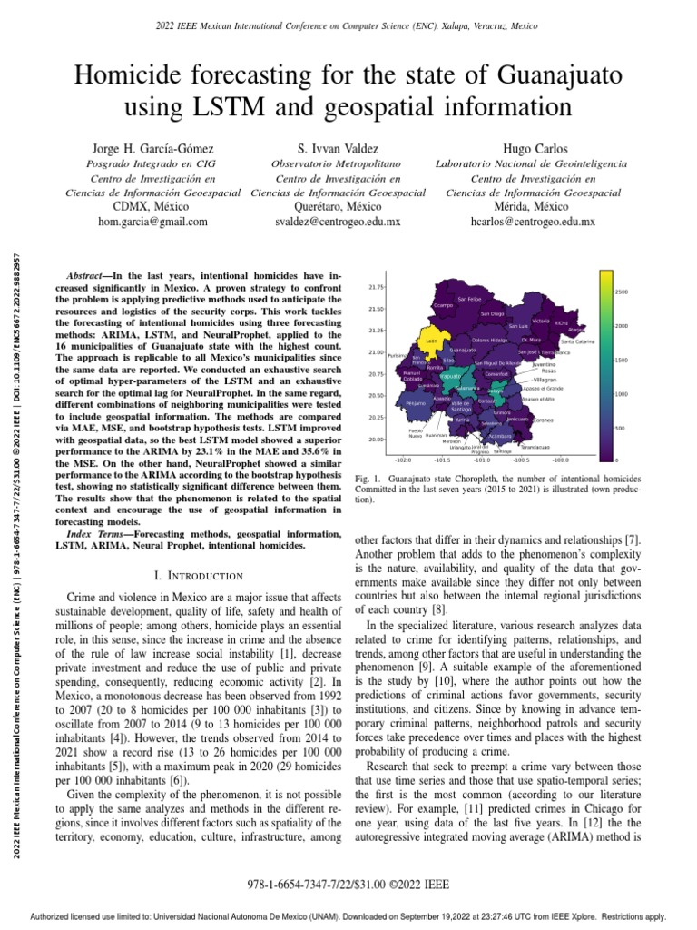 Homicide Forecasting For The State of Guanajuato Using LSTM and ...