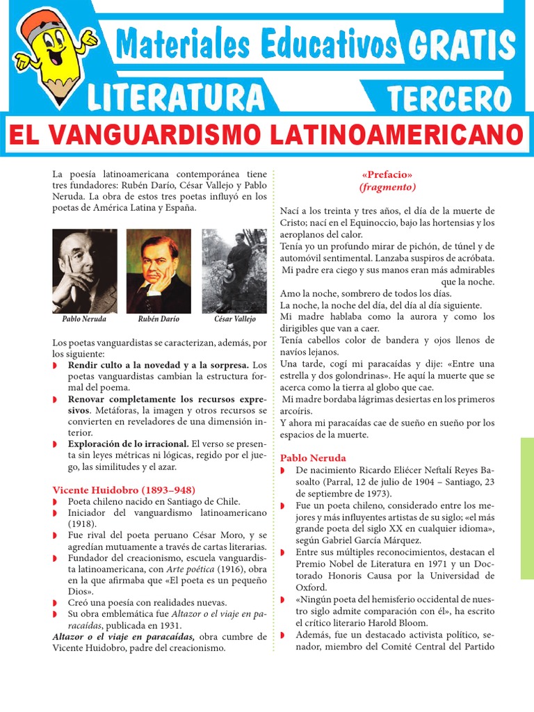 El Vanguardismo Latinoamericano para Tercer Grado de Secundaria | PDF ...