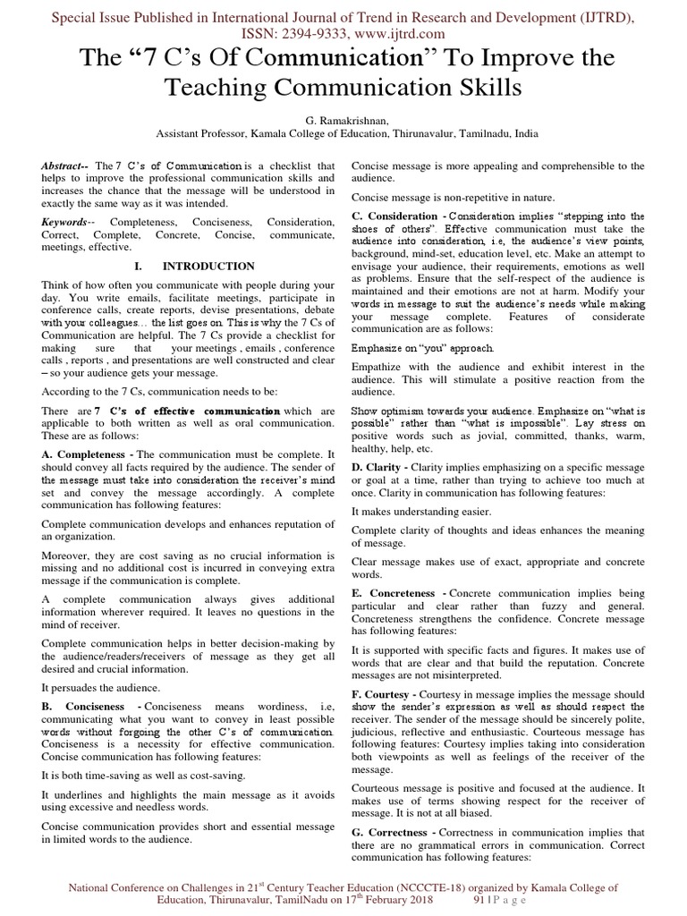 The "7 C S of Communication To Improve The Teaching Communication ...