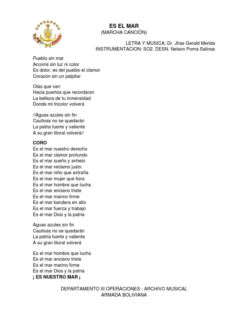 Es El Mar (Marcha Cancion) | PDF