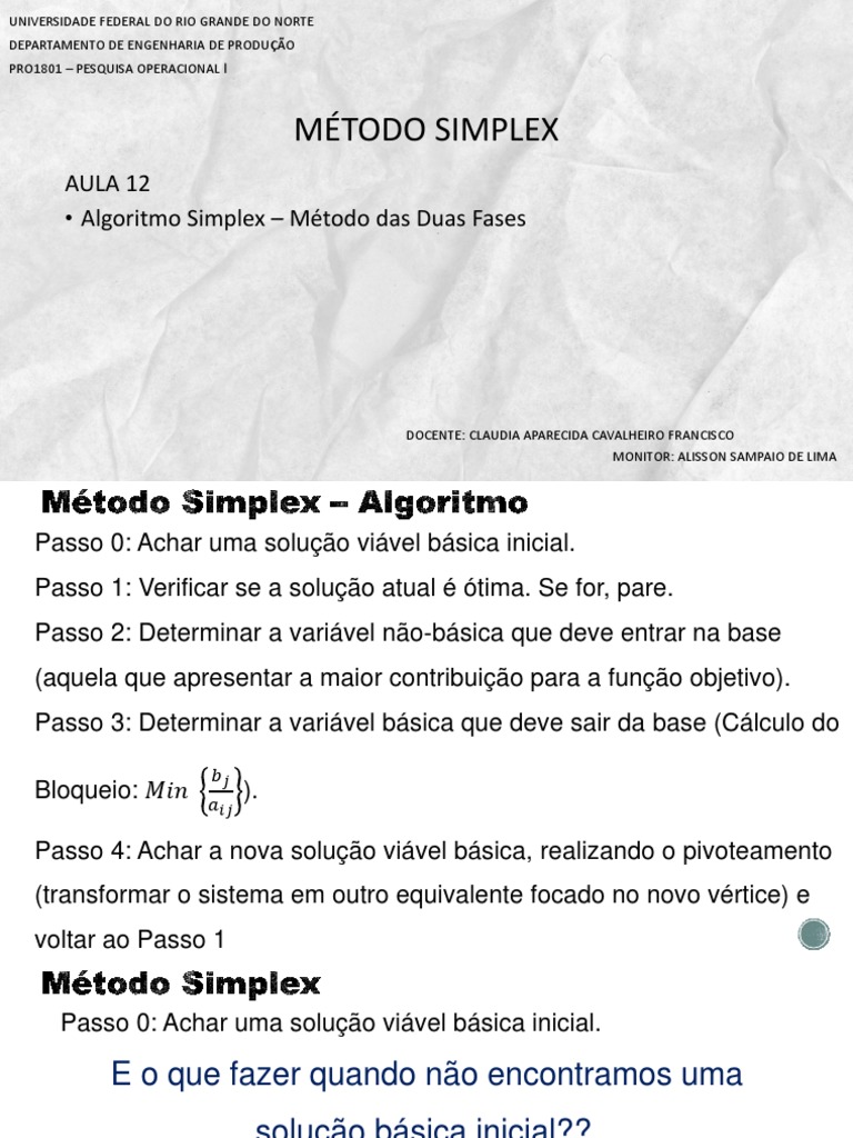 Mtodo Simplex Duas Fases | PDF | Ciência da Computação | Matemática ...
