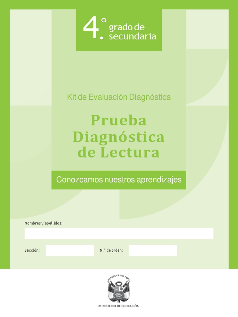 SEC 4 - Prueba Diagnóstica Lectura - Secundaria - Baja | PDF | Leche | Alimentos