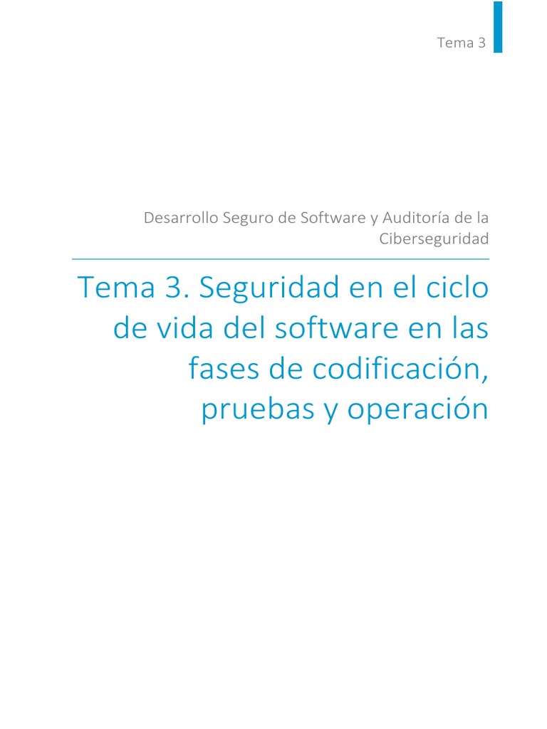 Tema 03. Seguridad en El Ciclo de Vida Del Software en Las Fases de ...