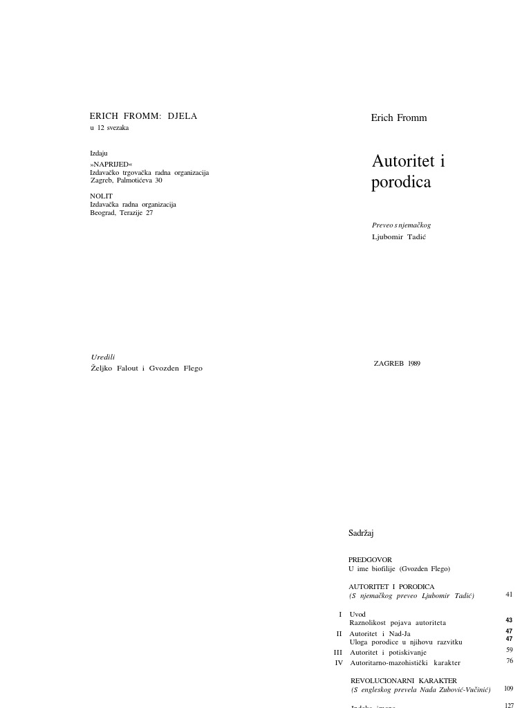Erich Fromm Autoritet I Porodica | PDF