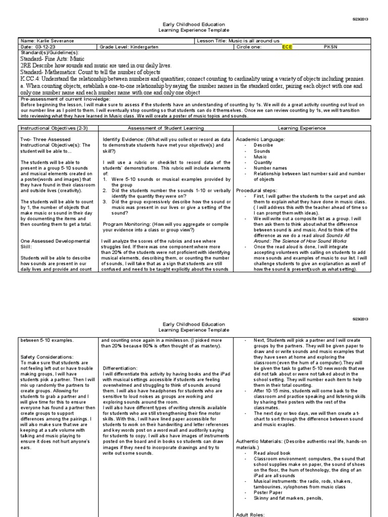 Edt 317 Music Lesson Plan Template 3 | PDF | Rubric (Academic) | Early ...