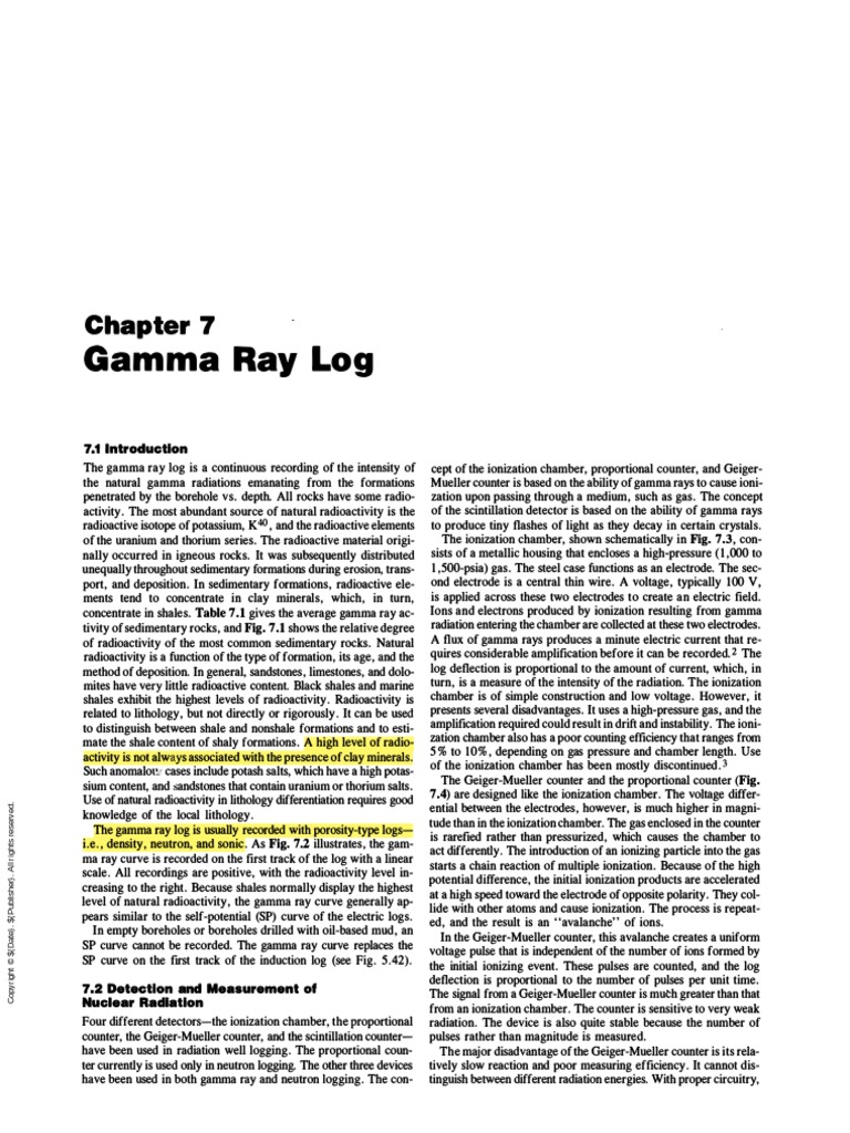 Gamma Ray Log | PDF | Radioactive Decay | Gamma Ray