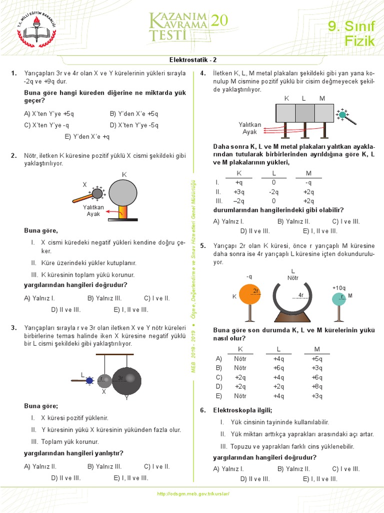 Sınıf 9. Sınıf Fizik Fizik: Elektrostatik - 2 | PDF