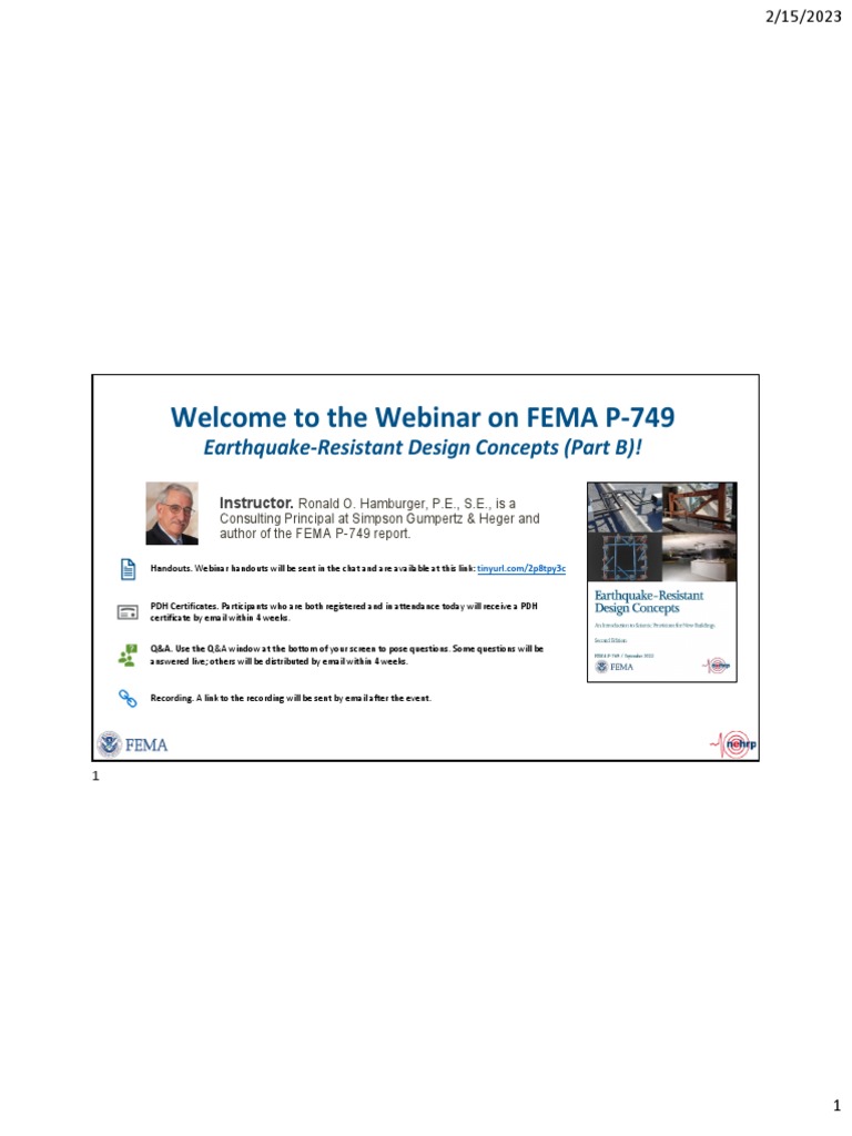 Welcome To The Webinar On FEMA P-749: Earthquake-Resistant Design ...