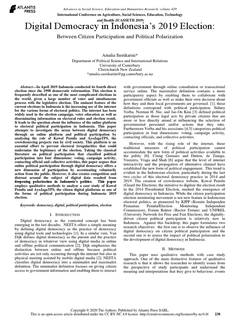 Digital Democracy in Indonesias 2019 Election Bet | PDF | Elections | Democracy