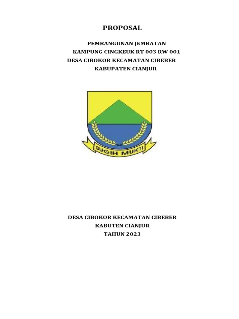 Proposal Jembatan Gantung Kp. Cingkeuk | PDF | Ilmu Sosial | Griya & Taman