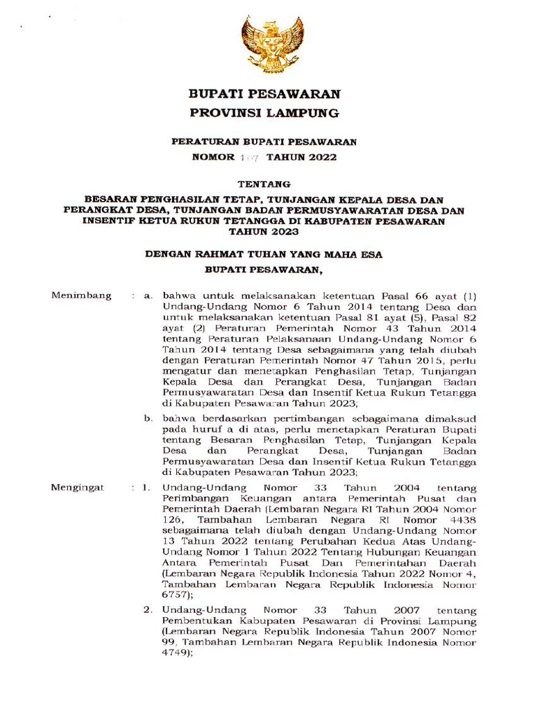 Perbub Siltap Ta 2023 | PDF