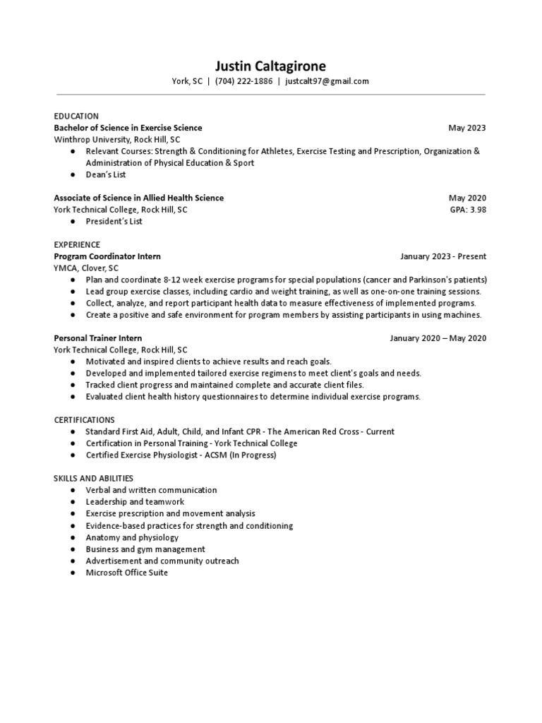 resume justin caltagirone | PDF