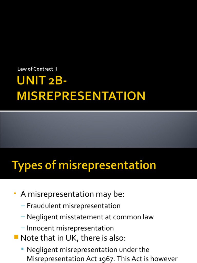 Understanding Misrepresentation in Contracts | PDF | Misrepresentation ...