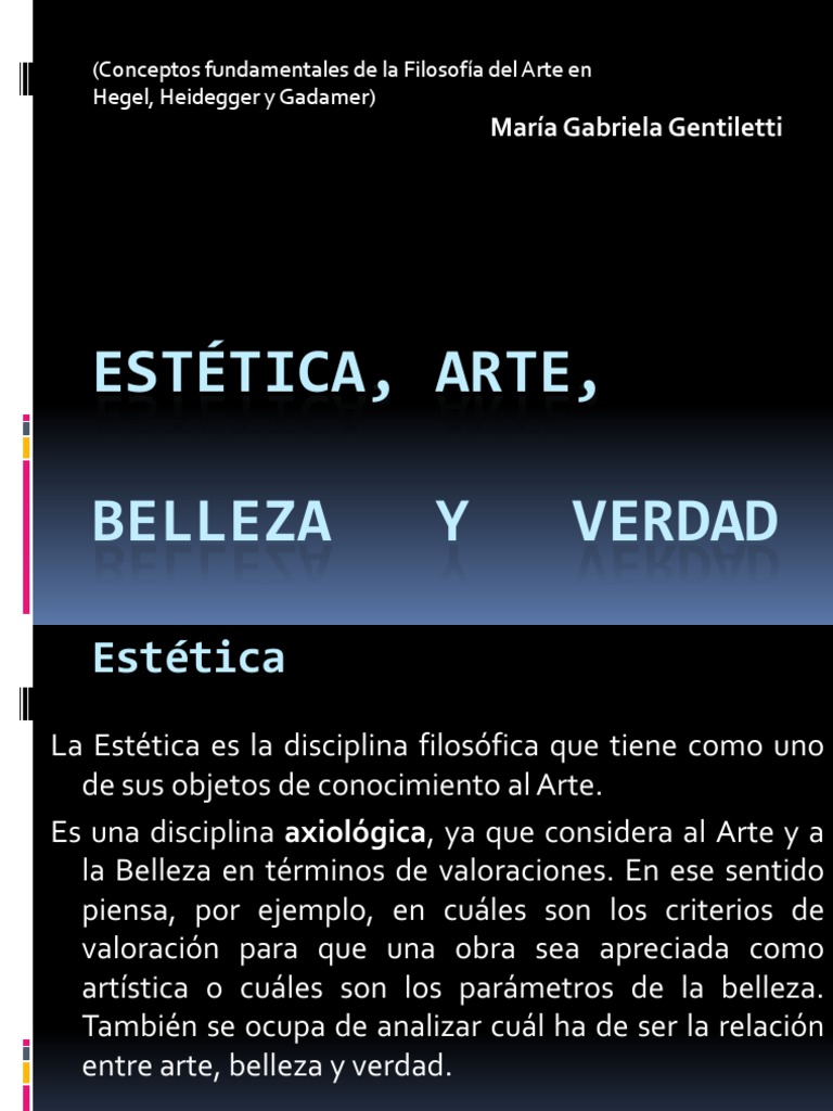 Nociones de Estética, Arte, Belleza y Verdad | PDF | Verdad | Estética