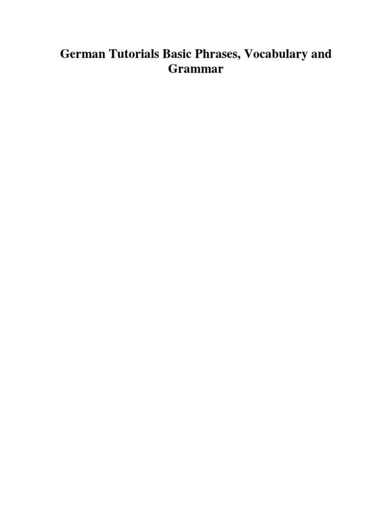 German Basics | PDF