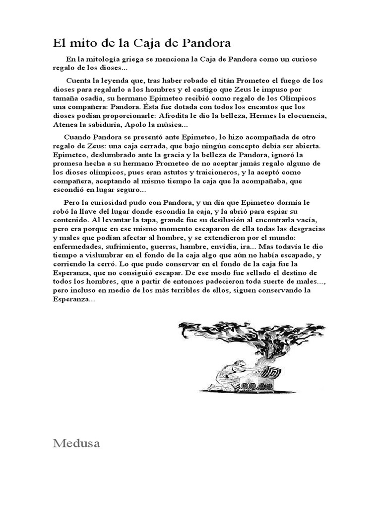 El Mito de La Caja de Pandora: Medusa | PDF | Medusa | Minotauro