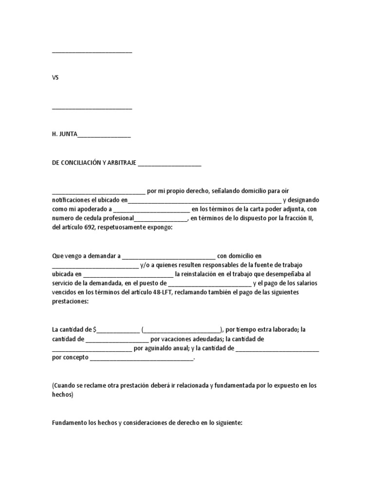 Demanda Laboral Formato | Descargar gratis PDF | Salario | Justicia