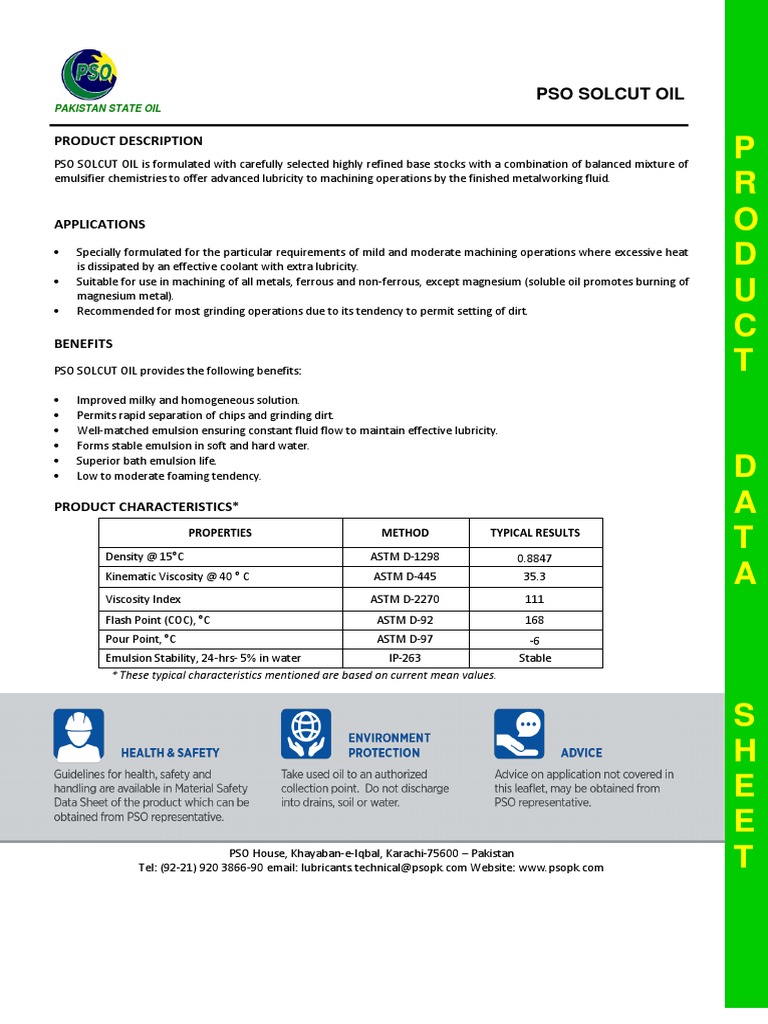 Solcut Oil | PDF | Emulsion | Chemical Substances