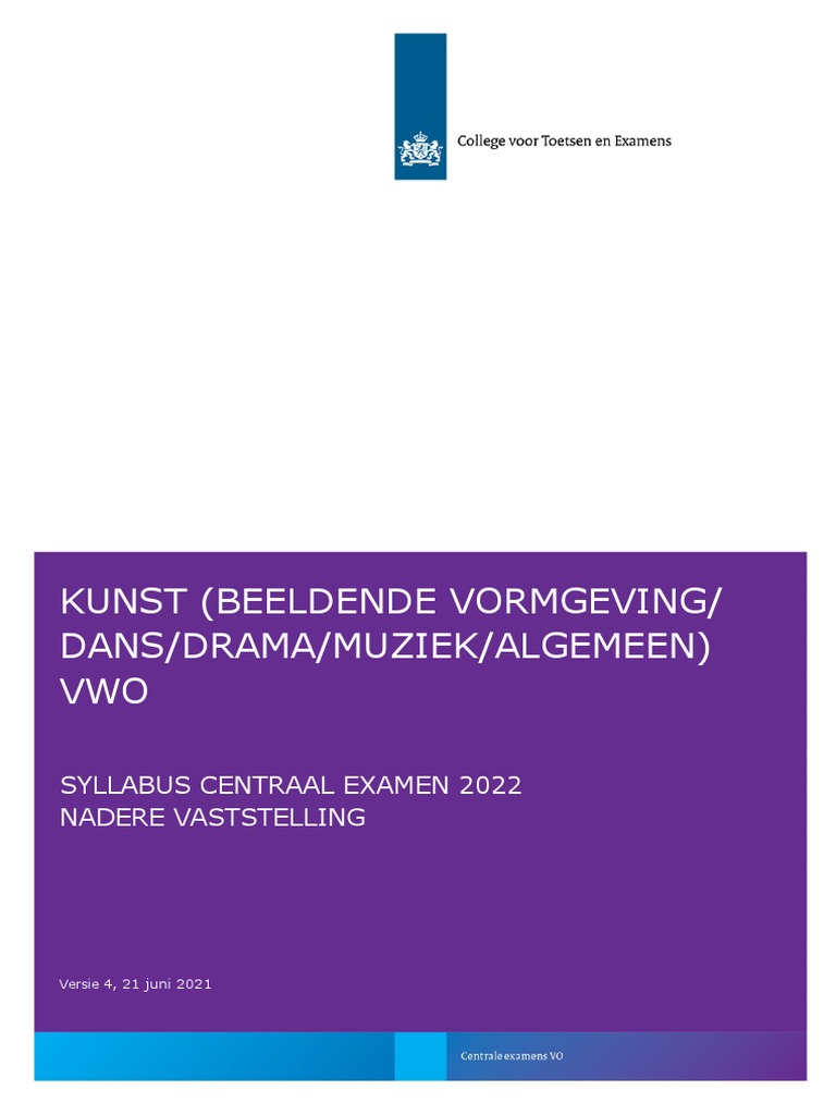 Kunst (Beeldende Vormgeving/ Dans/Drama/Muziek/Algemeen) VWO | PDF