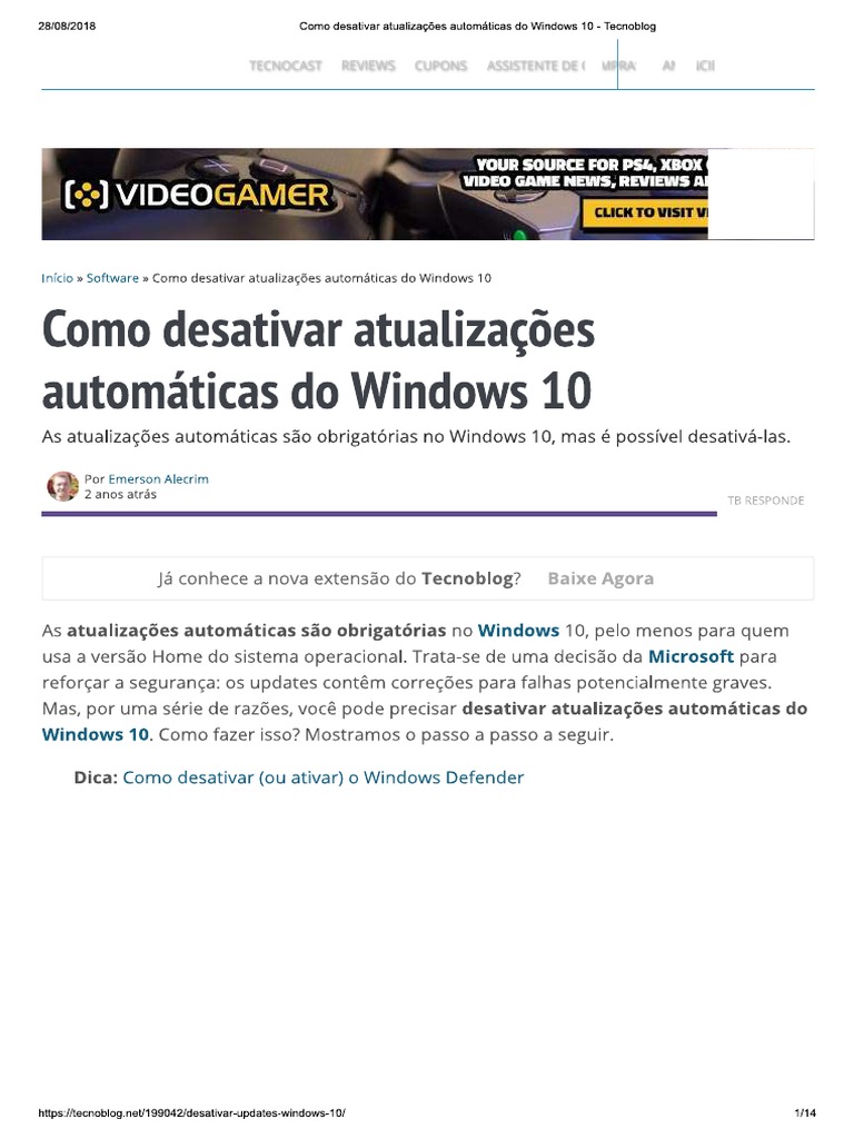 Como Desativar Atualizações Automáticas Do Windows 10 | PDF